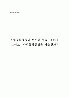 유럽통화동맹의 변천과 현황, 문제점 그리고 아시통화동맹은 가능한가-1페이지