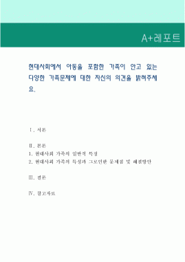 현대사회에서 아동을 포함한 가족이 안고 있는 다양한 가족문제에 대한 자신의 의견을 밝혀주세요.-1페이지