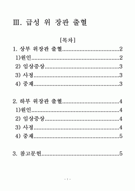 급성 위 장관 출혈 간호 -1페이지