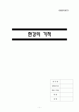 <한강의 기적> 한강상품개발, 문화관광상품, 관광상품, 한강 SWOT분석, 한강 외국사례, 문화관광상품론-1페이지