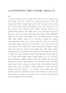 노인의료보장정책의 현황과 문제점을 기술하십시오 (노인의료보장정책의 문제점, 과제 및 개선방안)-1페이지