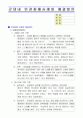 군대내 인권침해사례(人權侵害事例)와 해결방안 (인권침해 사례와 해결방안, 차별행위 사례와 해결방안, 성폭력 / 성희롱 사례와 해결방안)-1페이지