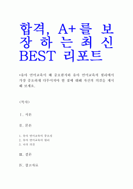 유아 언어교육이 왜 중요한지와 유아 언어교육의 원리에서 가장 중요하게 다루어져야 할 점에 대해 자신의 의견을 제시해 보세요-1페이지