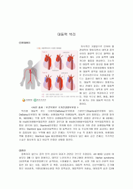 대동맥 박리(aortic dissection) 문헌고찰 (병태생리, 원인, 증상, 진단검사, 치료, 간호, 합병증, 예방방법)-1페이지