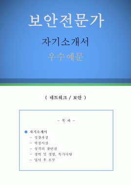 보안전문가 자기소개서 우수예문(네트워크관리자 자기소개서, 웹개발자 자기소개서,웹마스터 자소서,보안전문가 합격예문,네트워크 자기소개서,우수예문,잘쓴예,샘플)-1페이지