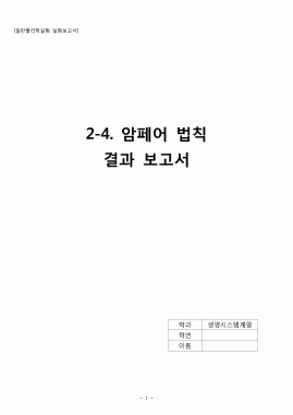 [물리 실험 보고서] 2-4. 암페어 법칙 (결과 보고서)-1페이지