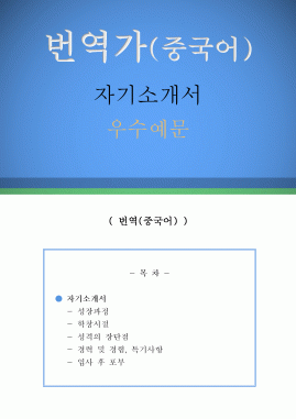 중국어 번역가 자기소개서 우수예문(중국어 번역가 자소서,중어번역가 자기소개서,중국어통역가 자기소개서,중국어 통역사 자소서,중어통역가 합격예문,중국어번역가 우수예문,잘쓴예,샘플)-1페이지