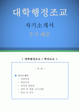 ≪대학행정조교 자기소개서 우수예문≫ 대학교행정조교 자소서 (대학교 학과조교 자기소개서,조교 자기소개서,학교조교 자소서,행정사무조교 합격예문,우수예문, 잘쓴예,대학교행정조교자소서 샘플) 이력서 레포트-1페이지