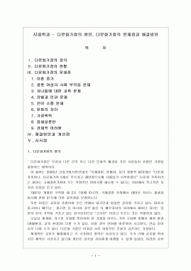 사회학과 - 다문화가정의 원인, 다문화가정의 문제질 해결방안-1페이지