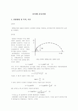 [일반물리학 실험] 포사체 운동실험 : 중력을 받아 포물선 운동하는 포사체의 운동을 이해하고, 위치에너지와 온동에너지의 보존을 이해한다-1페이지