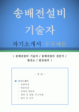 송배전설비 기술자 자기소개서 우수예문 (송배전설비 기술자 자소서,송배전설비 전문가 자기소개서,발전소 자기소개서,발전설비 자소서,송배전설비 기술직잘쓴예,엔지니어 자소서 샘플)-1페이지