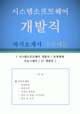 시스템소프트웨어 개발직 자기소개서 우수예문 (시스템소프트웨어 개발직 자소서,소프트웨어 개발자 자기소개서,운영체제 프로그래머 자기소개서,OS 프로그래머 자소서,잘쓴예,자소서 샘플)-1페이지