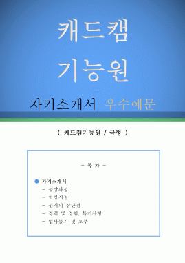 [캐드캠 기능원 자기소개서 우수예문] 캐드캠 기능원 자소서 (캐드캠 전문가 자기소개서,캐드캠 기술자 자기소개서,금형 자소서,캐드캠기능원 합격예문,자소서 샘플)-1페이지