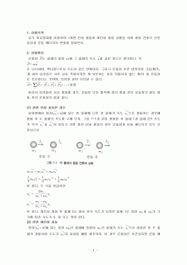 [일반물리학실험 보고서] 선운동량 보존 법칙 : 공기 미끄럼대를 이용하여 1차원 탄성 충돌과 비탄성 충돌 실험을 하여 충돌 전후의 선운동량과 운동 에너지의 변화를 알아본다-1페이지