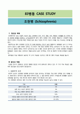 [정신간호학실습] 정신분열증 : 조현병 (Schizophrenia) 케이스 스터디(CaseStudy)-1페이지