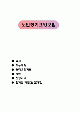 노인장기요양보험(사회복지정책론, 노인장기요양, 노인장기요양보험적용, 노인장기요양보험한계, 노인장기요양보험발전방안)-1페이지