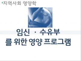 임신 수유부 영양프로그램(지역사회영양학, 국내영양프로그램, 철분제지원, 영양플러스, 마더세이프사업, 해외영양프로그램) PPT, 파워포인트-1페이지