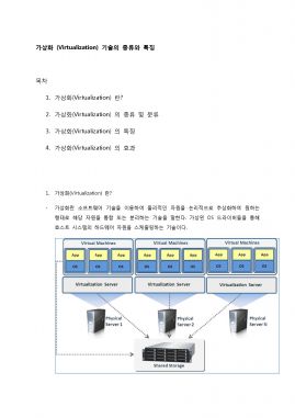 가상화 (Virtualization) 정리 {가상화의 정의와 가상화 기술의 종류와 특징 및 효과}-1페이지