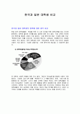 한국과 일본 대학생 비교 (대학생의 생각, 여가생활, 동아리 활동, 축제, 술문화, 취업)-1페이지