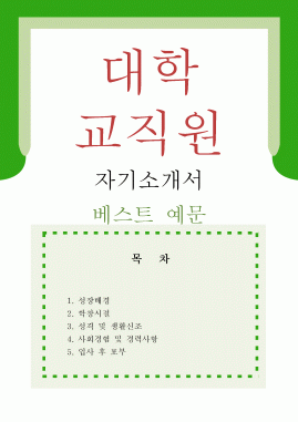 [우수예문 자기소개서] 대학교 교직원 자소서 {대학교 행정사무원 자기소개서,대학교행정직 자기소개서,교직원 자소서,대학교 교직원 합격예문,우수예문, 잘쓴예,자소서,이력서,추천 리포트}-1페이지