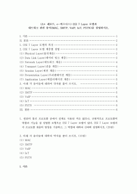 (e-비즈니스) OSI 7 Layer 모델과  네트워크 관련 용어(MAC, SMTP, VoIP, IoT, PSTN)를 설명하시오.-1페이지