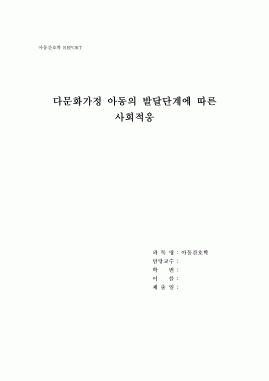 [아동간호학] 다문화 가정 아동의 사회적응 - 다문화가정 아동의 발달단계에 따른 사회적응-1페이지