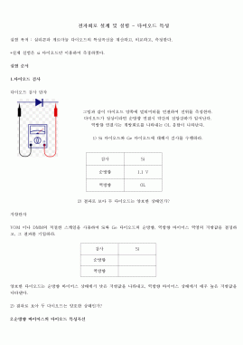 전자회로 설계 및 실험 - 다이오드 특성-1페이지