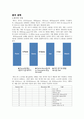 테니스 경기 규칙(단식, 복식 경기 규칙)에 관해-1페이지