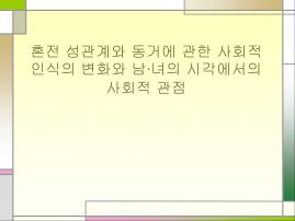 혼전 성관계와 동거(同居)에 관한 사회적 인식의 변화와 남녀의 시각에서의 사회적 관점.ppt-1페이지