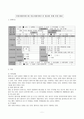 [케어플랜 Care Plan] 가정지원서비스와 의료지원서비스가 필요한 치매 가정 관리 - 김    (女 / 만 87세)-1페이지