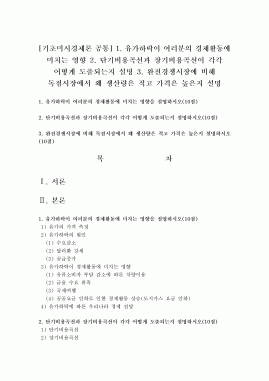 [기초미시경제론 공통] 1. 유가하락이 여러분의 경제활동에 미치는 영향 2. 단기비용곡선과 장기비용곡선이 각각 어떻게 도출되는지 설명 3. 완전경쟁시장에 비해 독점시장에서 왜 생산 [유가하락]-1페이지