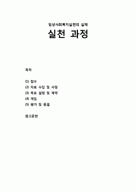 [사회복지개론]임상사회복지실천의 실제 - 실천 과정(접수, 자료 수집 및 사정, 목표 설정 및 계약, 개입, 평가 및 종결)-1페이지