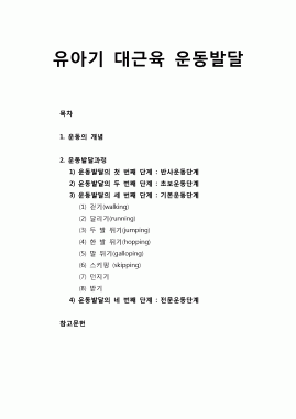 [영유아발달] ≪유아기 대근육 운동발달(大筋肉 運動發達)≫ 운동, 운동의 개념, 운동발달과정(반사운동단계,초보운동단계,기본운동단계,전문운동단계)
-1페이지