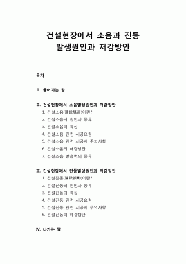 건설建設시공학 건설현장에서 소음발생원인과 저감방안 및 건설현장에서 진동발생원인과 저감방안-1페이지