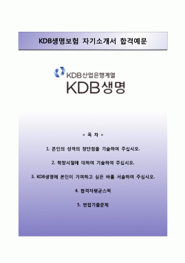 (KDB생명자기소개서 + 면접족보) KDB생명(신입공채)합격자소서 [KDB생명보험합격자기소개서,KDB생명보험자소서항목]-1페이지