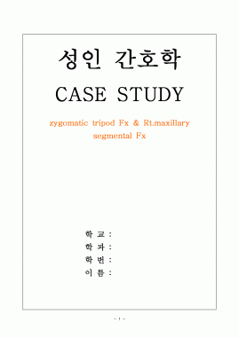 [성인간호학] 골절 케이스 zygomatic tripod Fx & Rt.maxillary segmental Fx CASE STUDY-1페이지