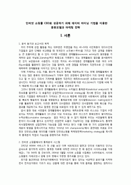 통계학 고객분석 보고서 - 인터넷 쇼핑몰 CEO로 성공하기 위해 데이터 마이닝 기법을 이용한 분류모델과 마케팅 전략-1페이지