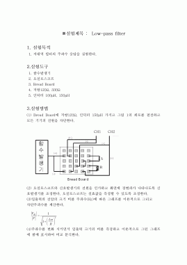 로우 필터 Low-pass filter(저역통과필터) 결과 : 저대역 필터의 주파수 응답을 실험한다-1페이지