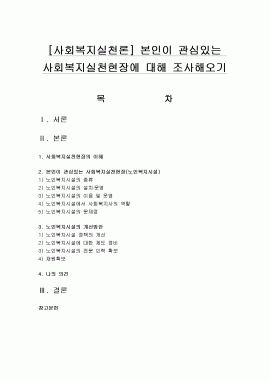 [사회복지실천론] 본인이 관심있는 사회복지실천현장에 대해 조사해오기 [사회복지실천현장]-1페이지