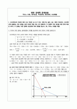 꾸르노모형(쿠르노 모형/Cournot Model), 꾸르노균형, 최저임금, 독점경쟁, 완전경쟁, 보상행렬 - 【맨큐의 경제학(Principles Of Economics Mankiw) 응용문제】-1페이지