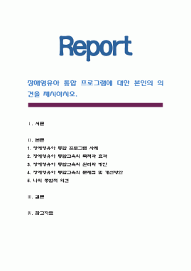 장애영유아 통합 프로그램에 대한 본인의 의견을 제시.-1페이지