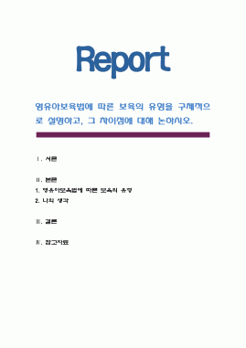 영유아보육법에 따른 보육의 유형을 구체적으로 설명하고, 그 차이점에 대해 논하시오.-1페이지