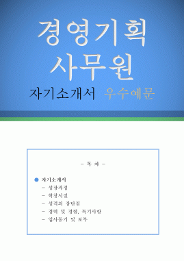 자기소개서 우수예문 [경영기획 베스트 예문] (경영기획 자소서,경영분야 자기소개서,경영컨설턴트 자기소개서,경영지원,합격예문,자소서 샘플 자소서, 이력서)-1페이지