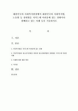 대한민국의 사회복지현장에서 대한민국의 사회복지법,  노동법 등 상위법을 지키는데 어려움에 있는 상황이나 위배되고 있는 사례 등을 기술 - 상위법-1페이지