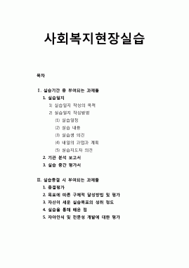 [사회복지社會福祉현장실습] 실습기간 중 부여되는 과제들(실습일지, 기관 분석 보고서, 실습 중간 평가서), 실습종결 시 부여되는 과제들(종결평가, 실습을 통해 배운 점, 자아인식 및 전문성 개발에 대한 평가)-1페이지