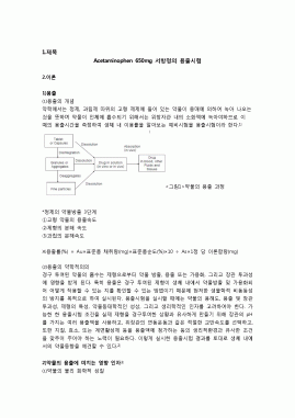 1주차 acetaminophen 650mg 서방정의 용출시험(예비) 용출의 개념-1페이지