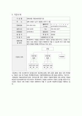 [복지 실습 보고서] 경북포항 아동보호전문기관 사회복지 실습 보고서 {기관소개, 기관의 주요사업내용, 실습내용, 기관의 사회복지사의 역할, 실습평가}-1페이지