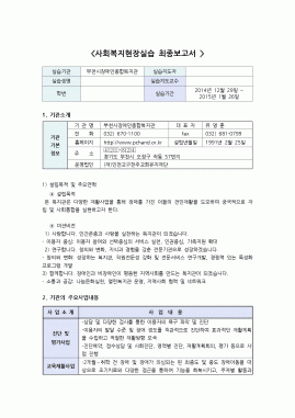 [복지관 실습] 부천시장애인종합복지관 사회복지 실습 {기관소개, 기관의 주요사업내용, 실습내용, 기관의 사회복지사의 역할, 실습평가}-1페이지