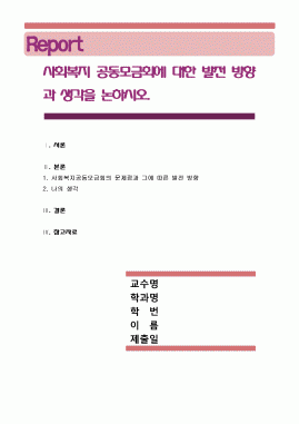 사회복지 공동모금회에 대한 발전 방향과 생각을 논하시오.-1페이지