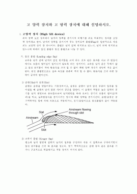 고 양력 장치(High-lift device)와 고 항력 장치(High drag device)에 대해 설명하시오-1페이지